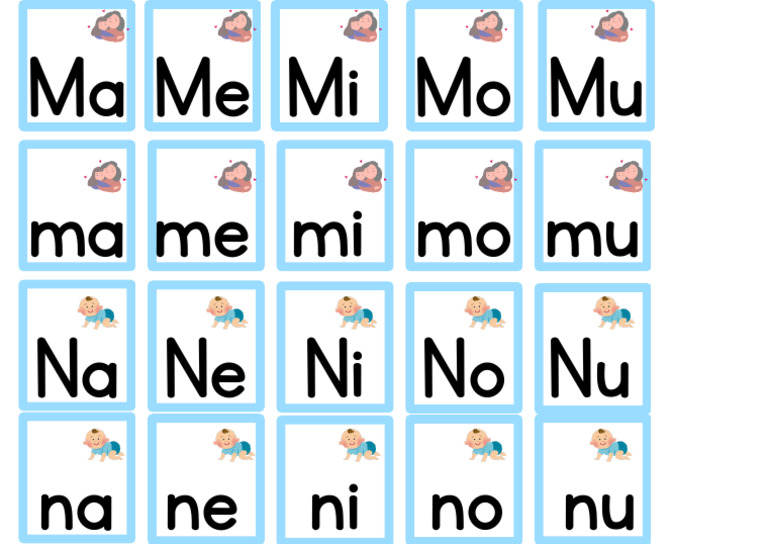 Tarjetas Educativas de Las Silabas Ilustrado Azul Colorido | PDF