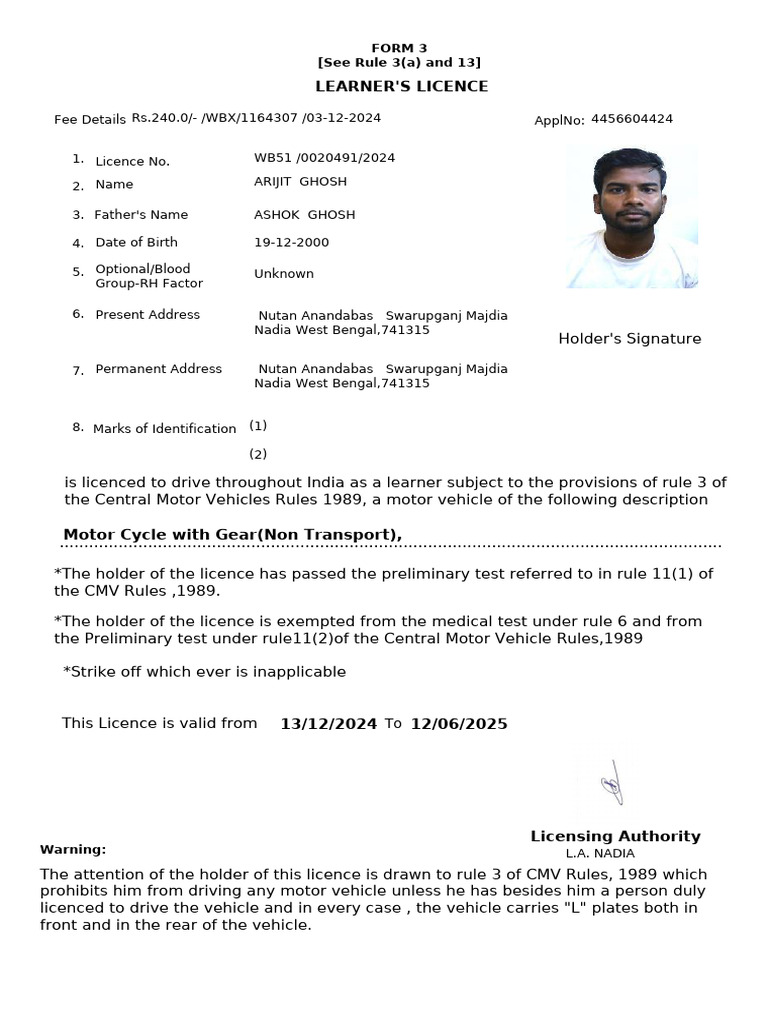 Driving License | PDF