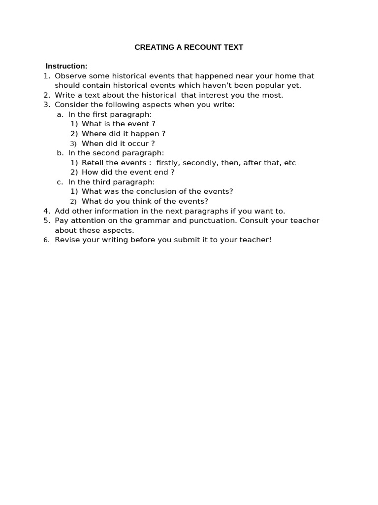 Guide to Writing a Recount Text | PDF