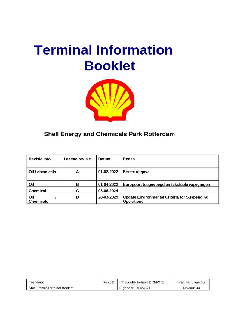 Shell Energy and Chemicals Park Rotterdam Terminal Information Booklet ...