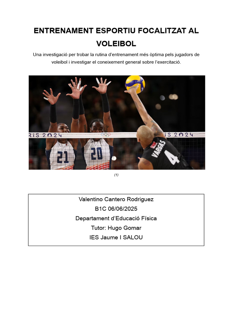 TDR - Entrenament Esportiu Focalitzat Al Voleibol | PDF