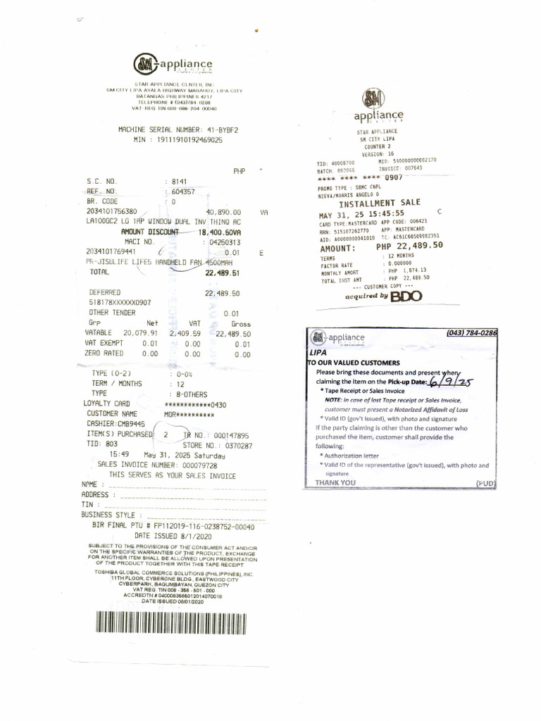 LG AC Sales Invoice | PDF