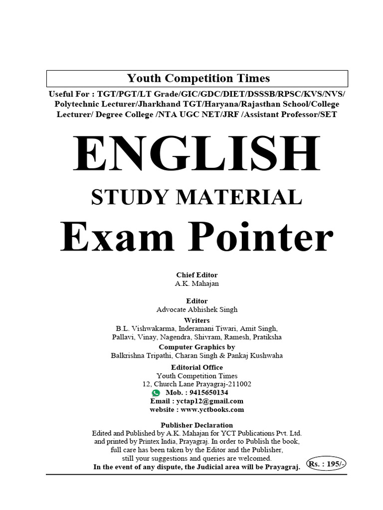 ENGLISH Study Exam Pointer (YCT Expert Team) (Z-Library) | PDF ...