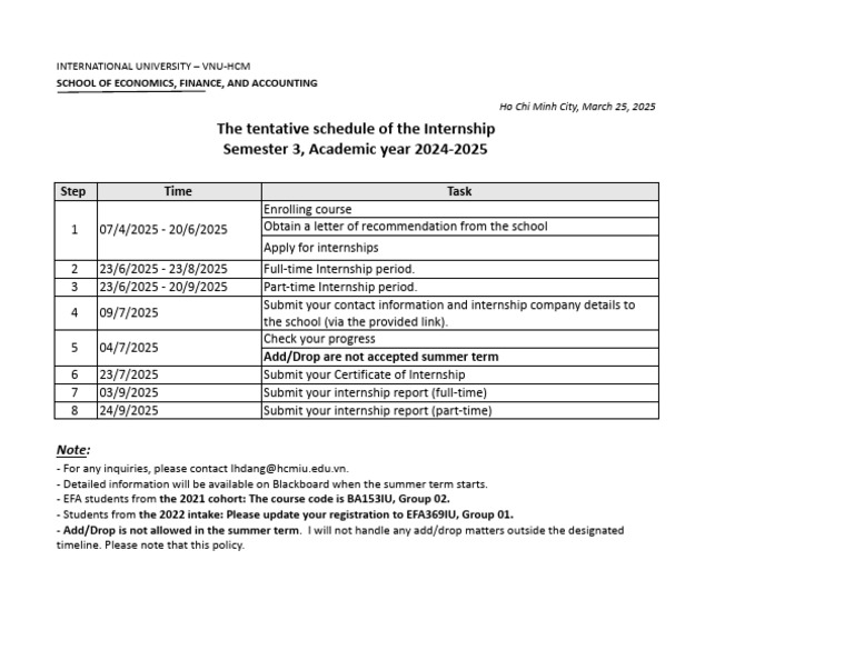 Internship Schedule - XLSX - Sheet1 | PDF