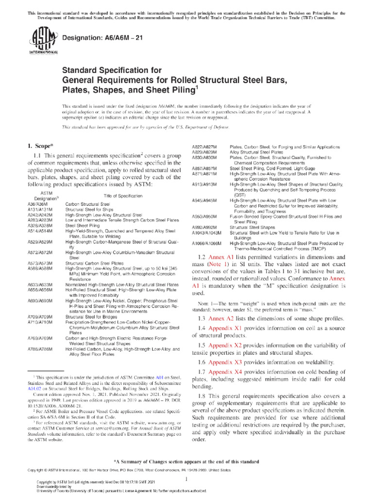Astm A6 - A 6M - 21 | PDF