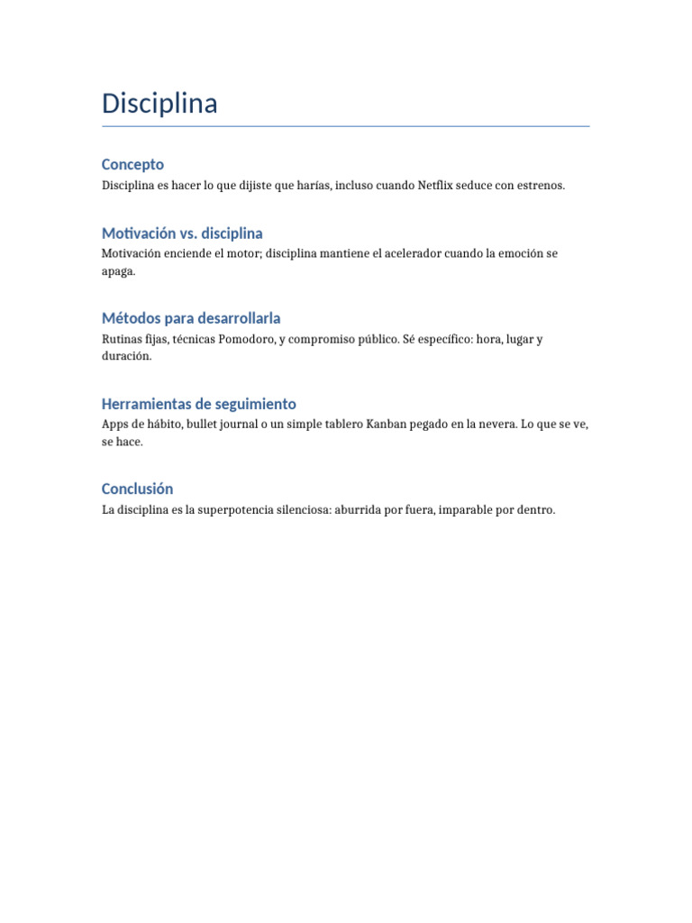 La disciplina como clave del éxito | PDF