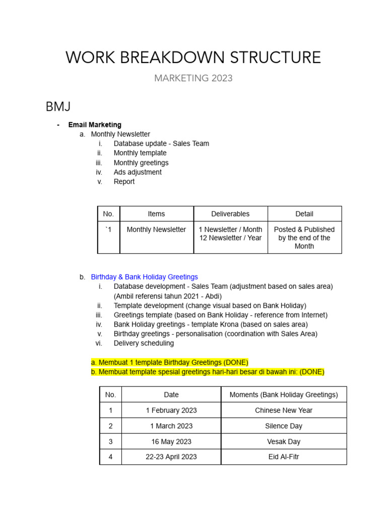 Work Breakdown Structure | PDF