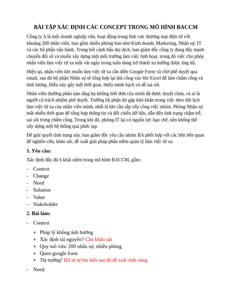 Bai Tap - Xac Dinh Cac Concept Trong Mo Hinh BACCM | PDF