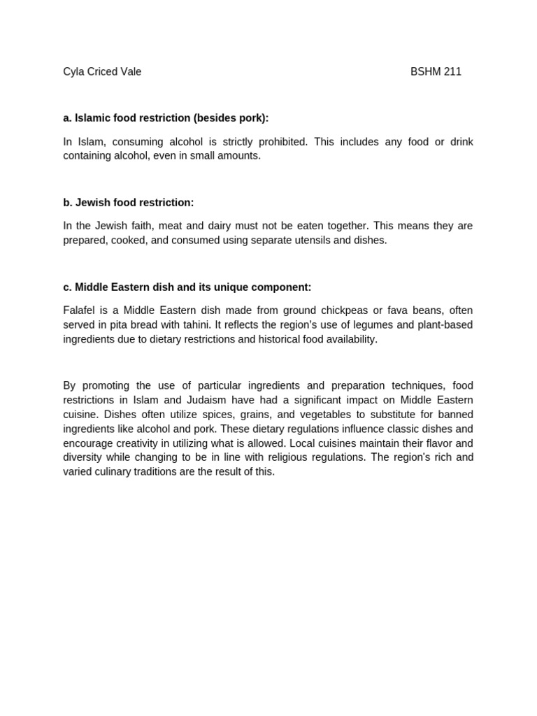 Islamic Food Restrictions in Cuisine | PDF