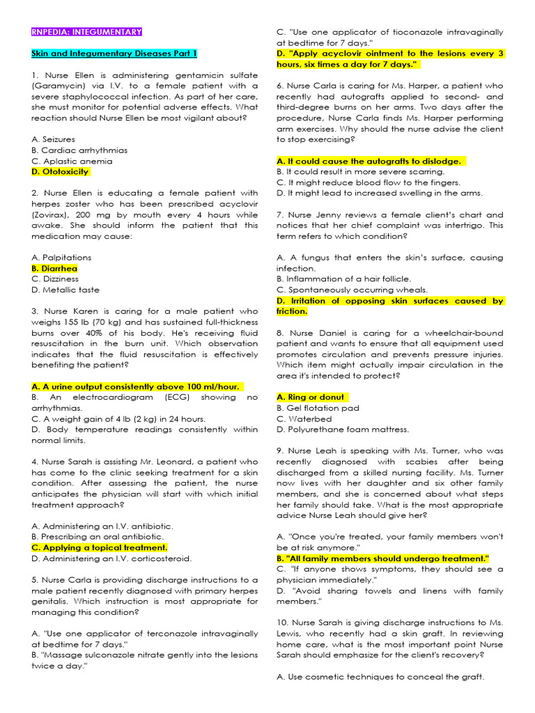 Rnpedia - Integ & Senses | PDF | Burn | Wound