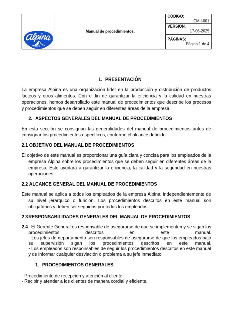 Plantilla Manual de Procedimientos | PDF | Calidad (comercial) | Gestión de recursos humanos