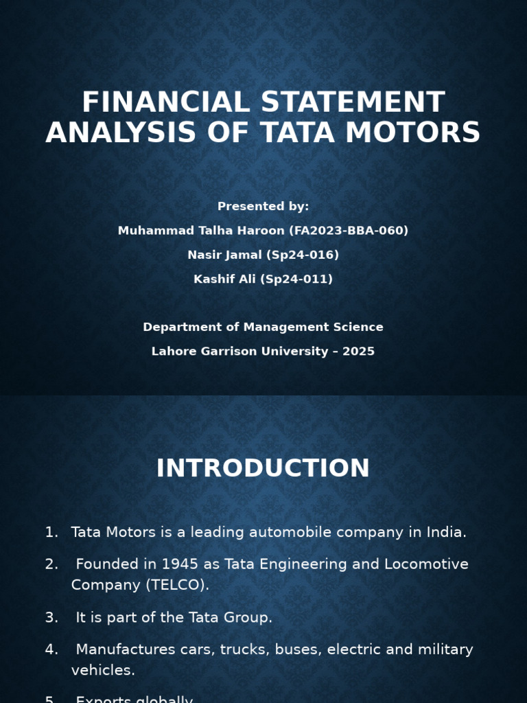 Tata Motors Financial Analysis 2025 | PDF