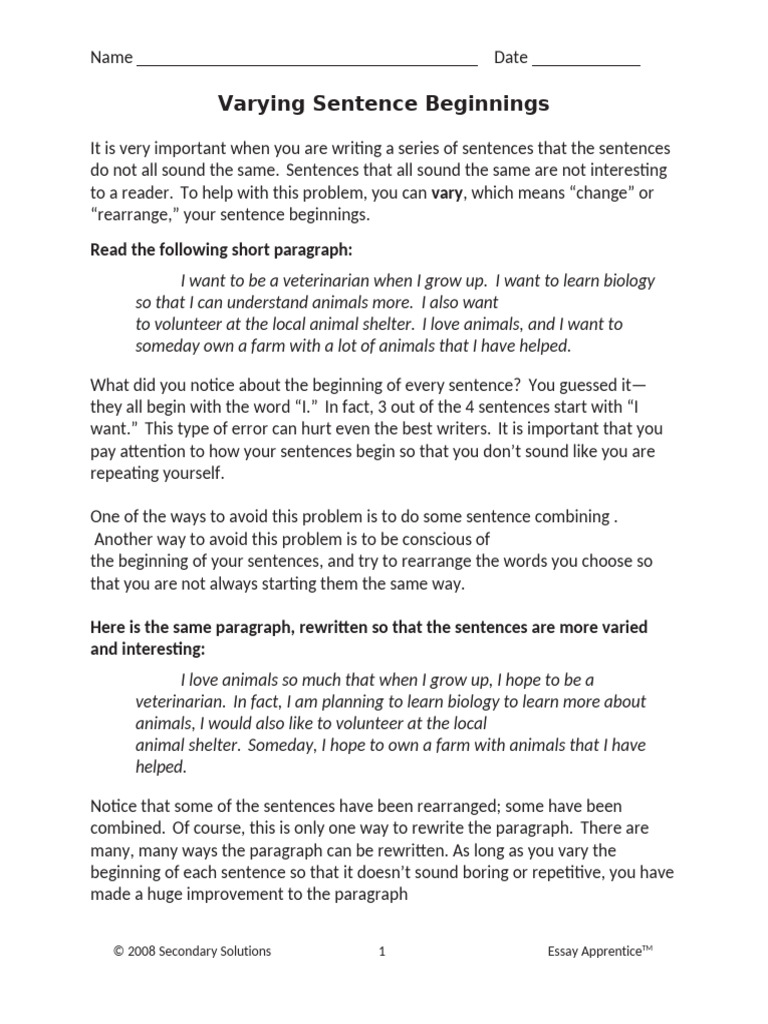 Varying Sentence Beginnings Techniques | PDF | Verb | Syntax