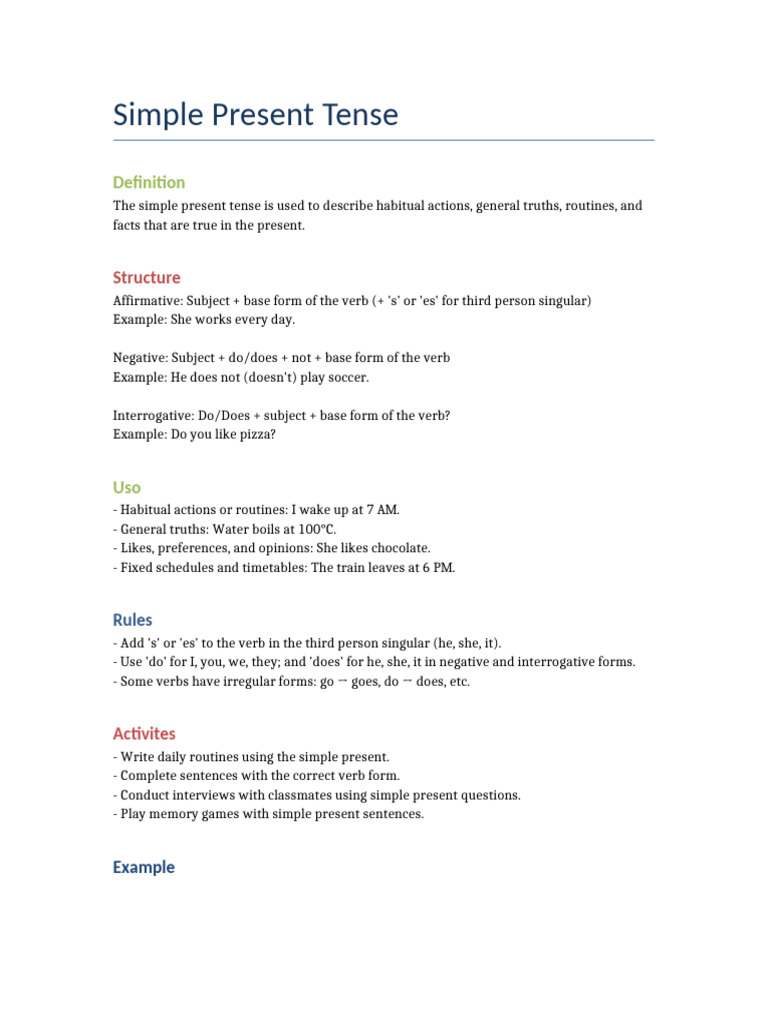 Understanding Simple Present Tense | PDF