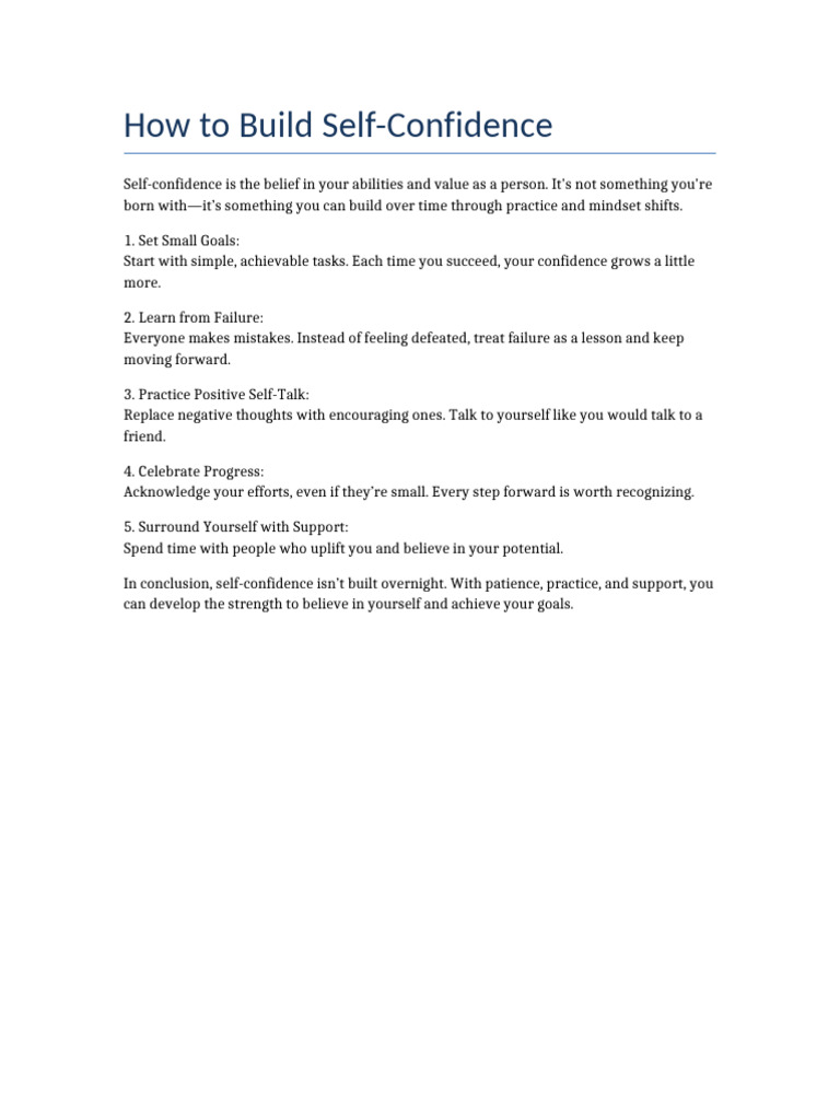 Build Self Confidence | PDF