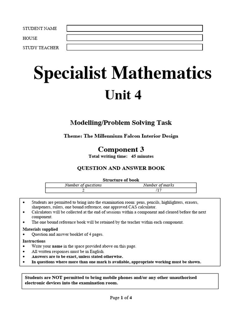 VCE 12 Specialist Math SAC 2 Part 3 | PDF