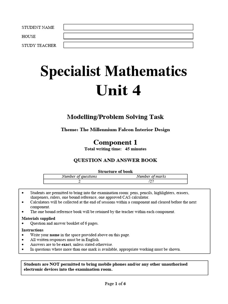 VCE 12 Specialist Math SAC 2 Part 1 | PDF | Volume | Norm (Mathematics)