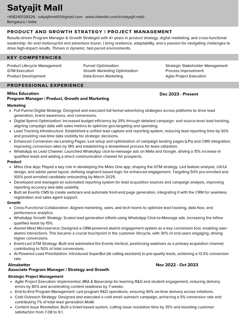 Program Manager & Growth Strategist Profile | PDF | Marketing ...