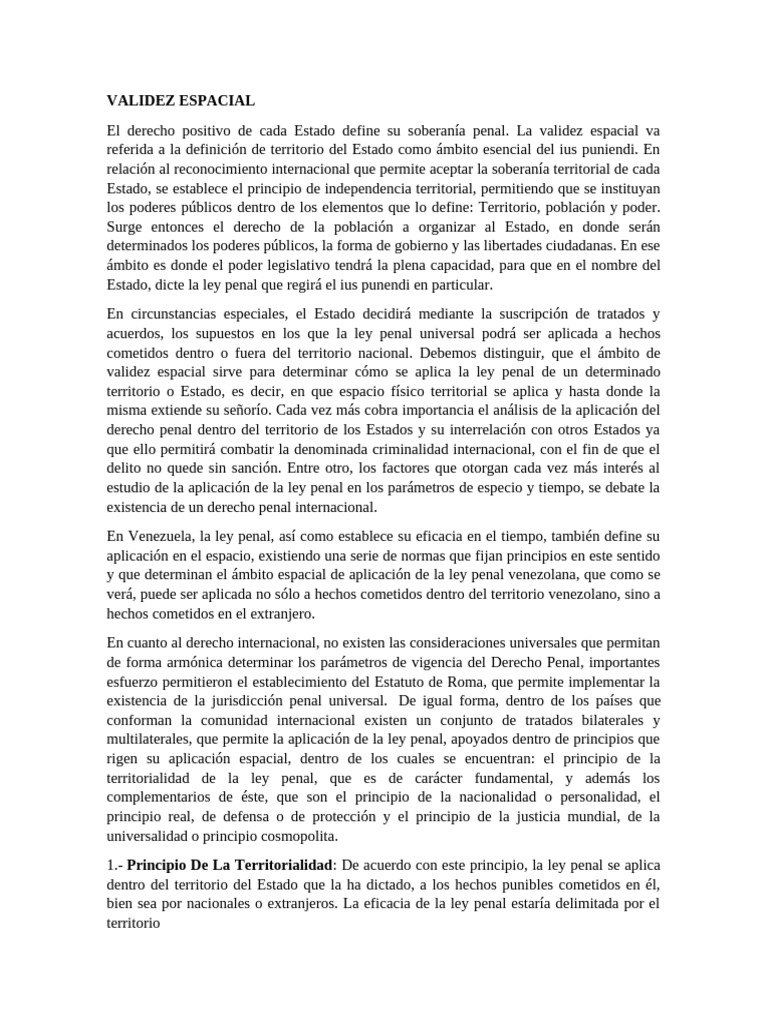 Validez Espacial | PDF | Extradición | Derecho penal