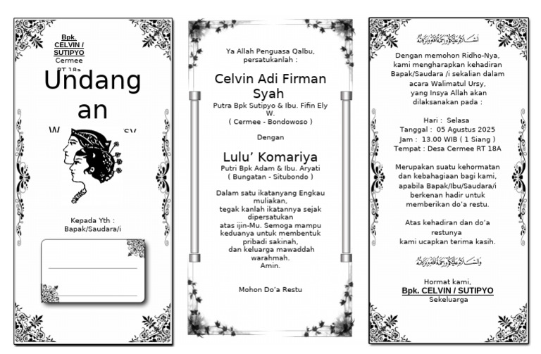 Undangan Walimatul Ursy Lipat 3 Doc 2-Kanalmu | PDF