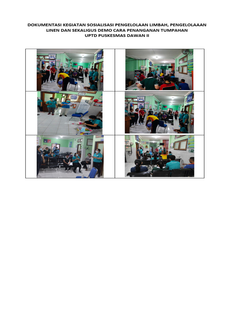 Dokumentasi Kegiatan Demo Penanganan Tumpahan, CTPS, Linen, Limbah | PDF