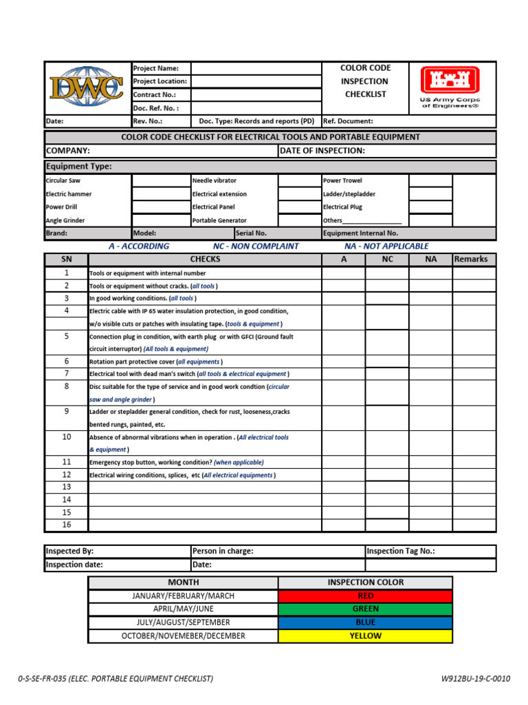 Portable Equipment Inspection Checklist | PDF | Ladder | Electrical ...