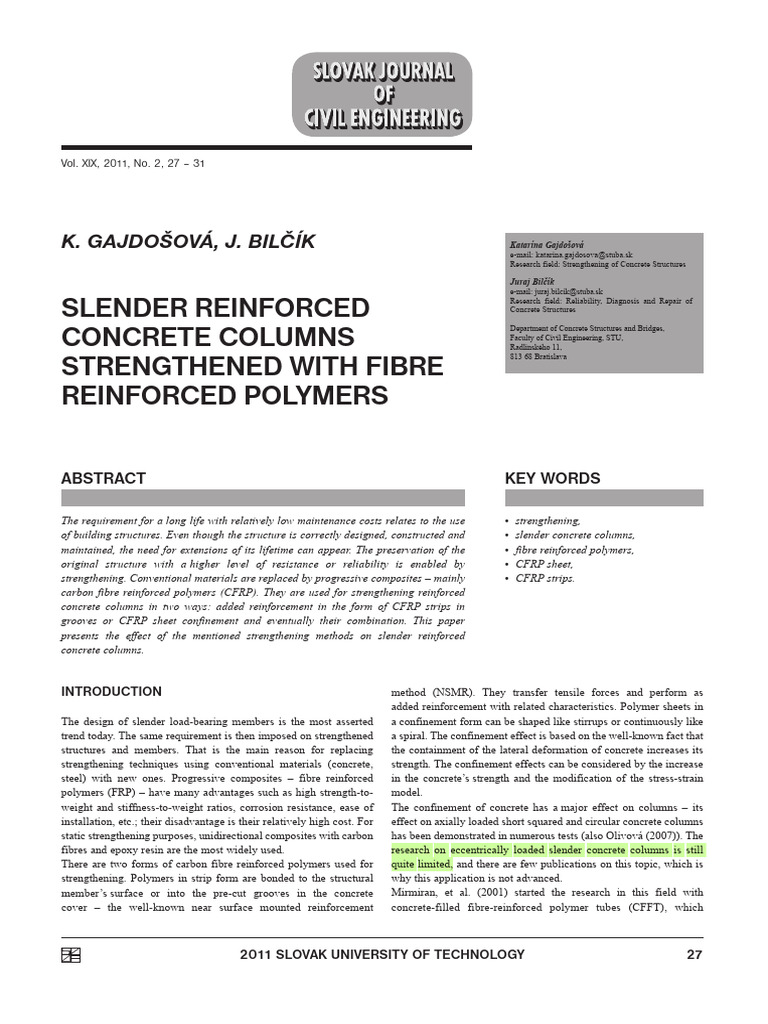 Slender Columns FRP Strengthening | PDF | Deformation (Engineering ...