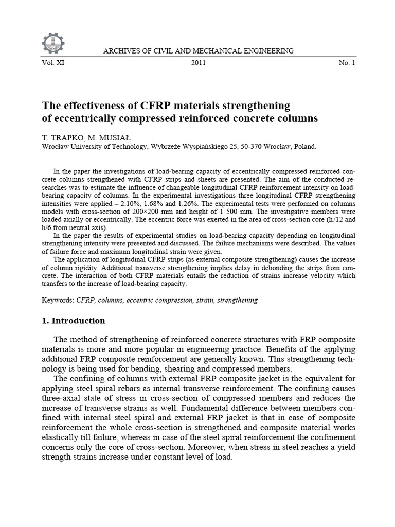 CFRP Strengthening of Concrete Columns | PDF | Strength Of Materials ...
