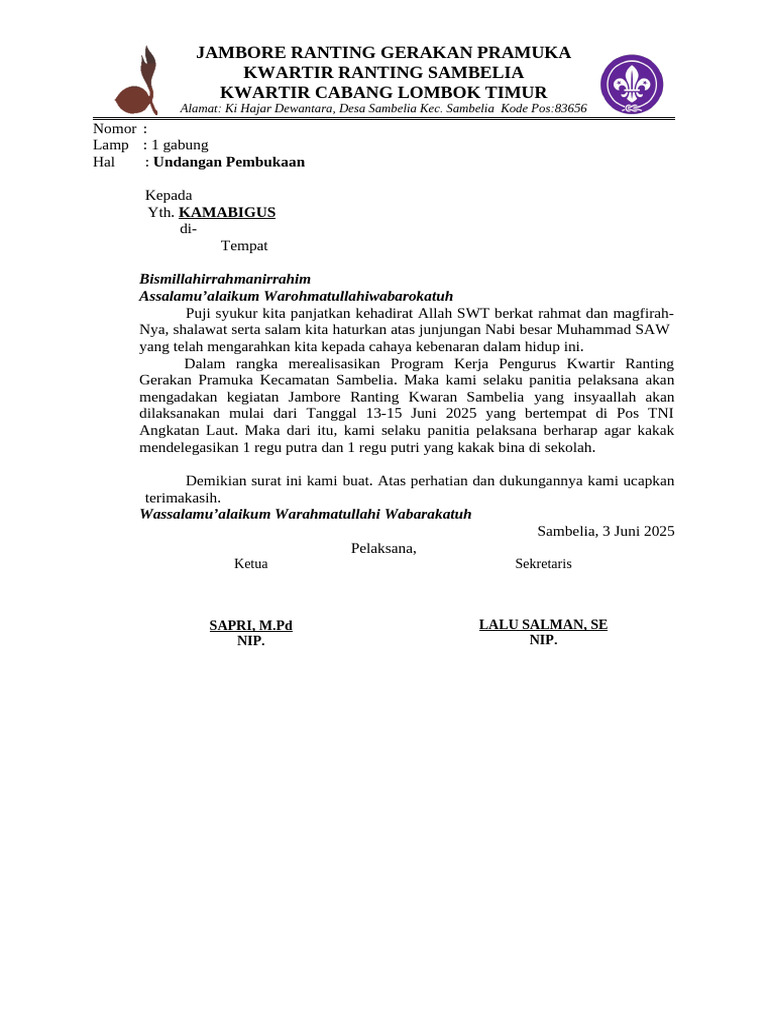 Surat Delegasi Peserta | PDF