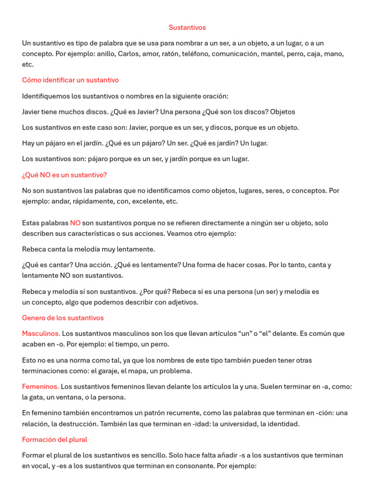 Guía Completa sobre Sustantivos | PDF | Sustantivo | Lingüística