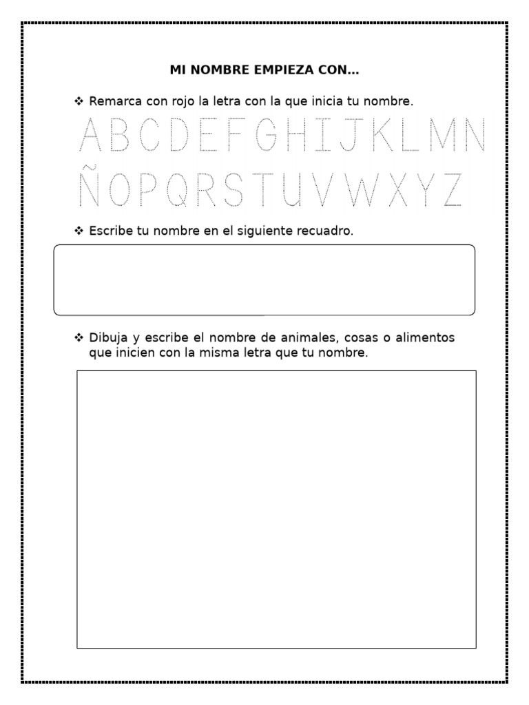 Mi Nombre Empieza Con, Anexos Planeacion | PDF