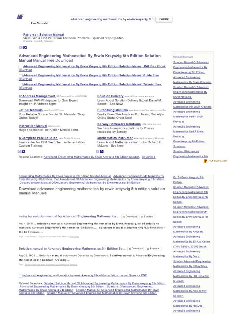 The Manuals - Com Advanced Engineering Mathematics by Erwin Kreyszig ...