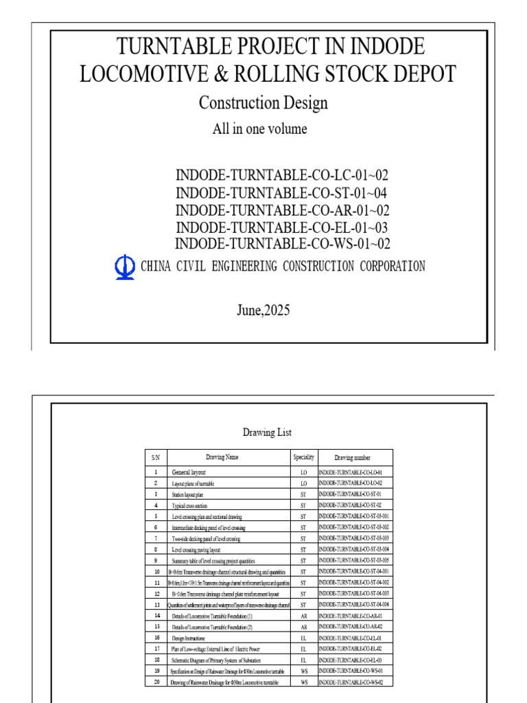 Turntable Project in Indode Locomotive and Rolling Stock Depot-Co1 | PDF | Pipe (Fluid ...