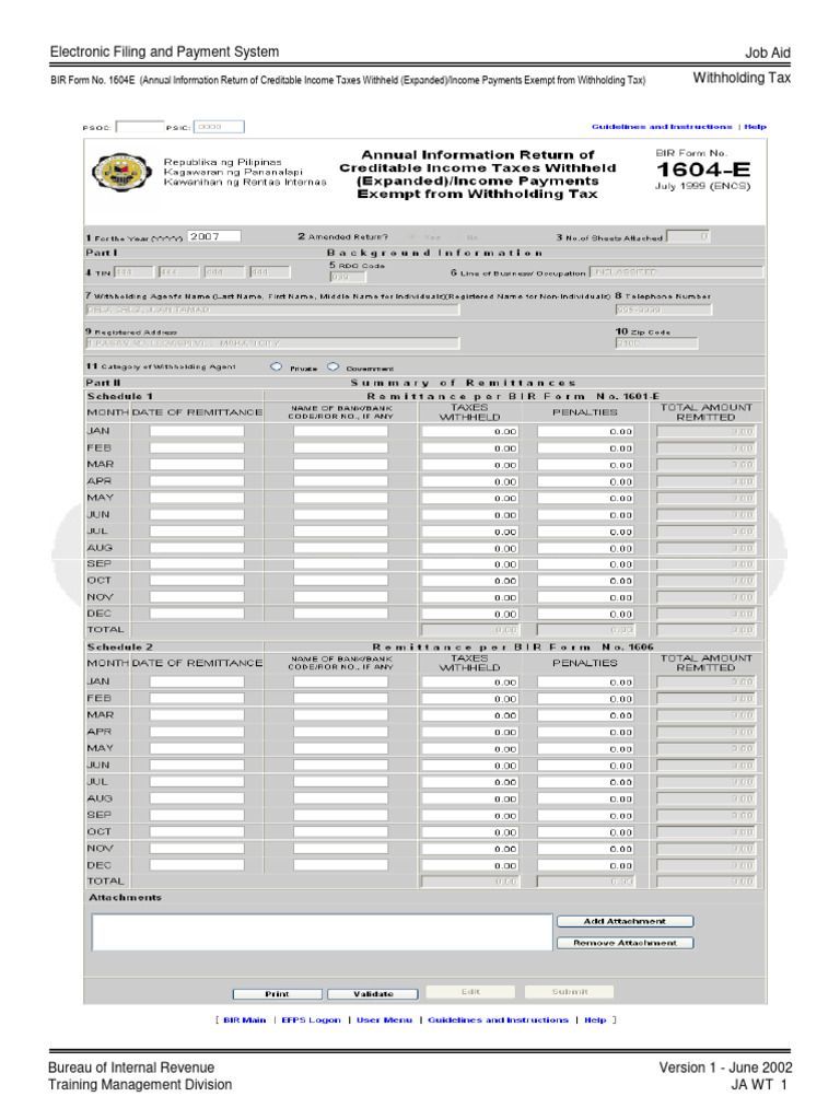 BIR Form 1604E Filing Job Aid | PDF | Taxes | Public Finance