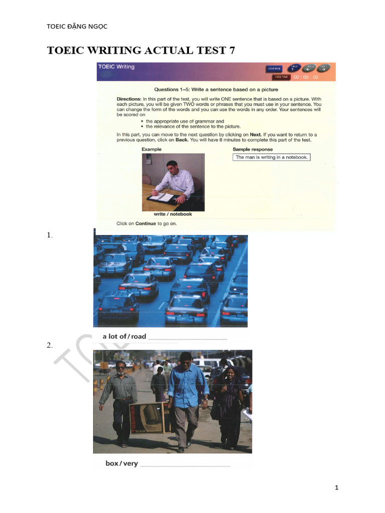 Toeic Writing Actual Test 7 | PDF