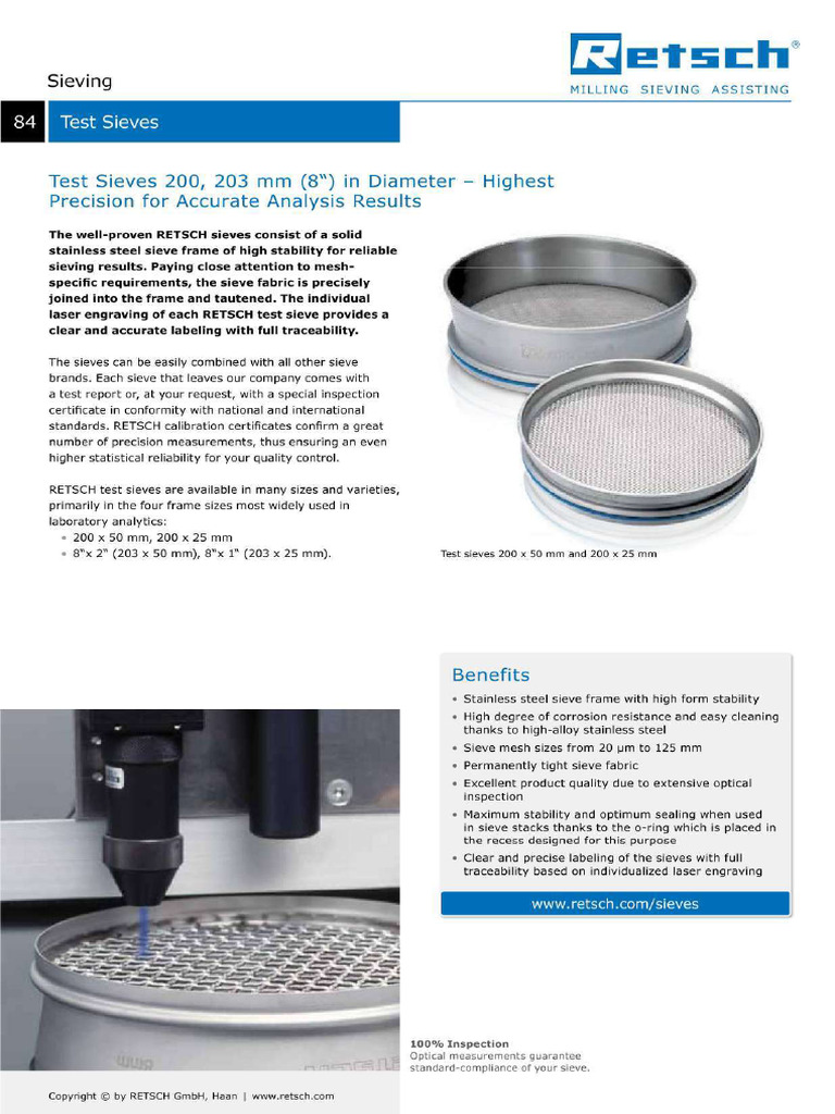 RETSCH Test Sieve - Mesh Size | PDF