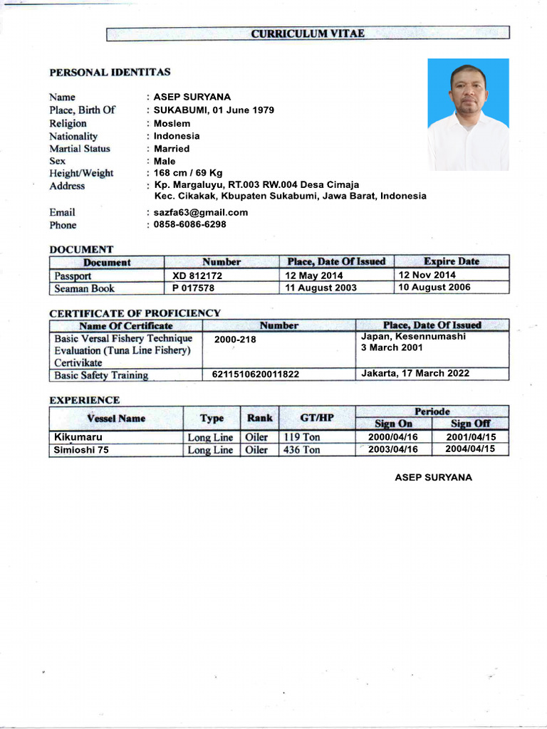 CV Asep Suryana | PDF
