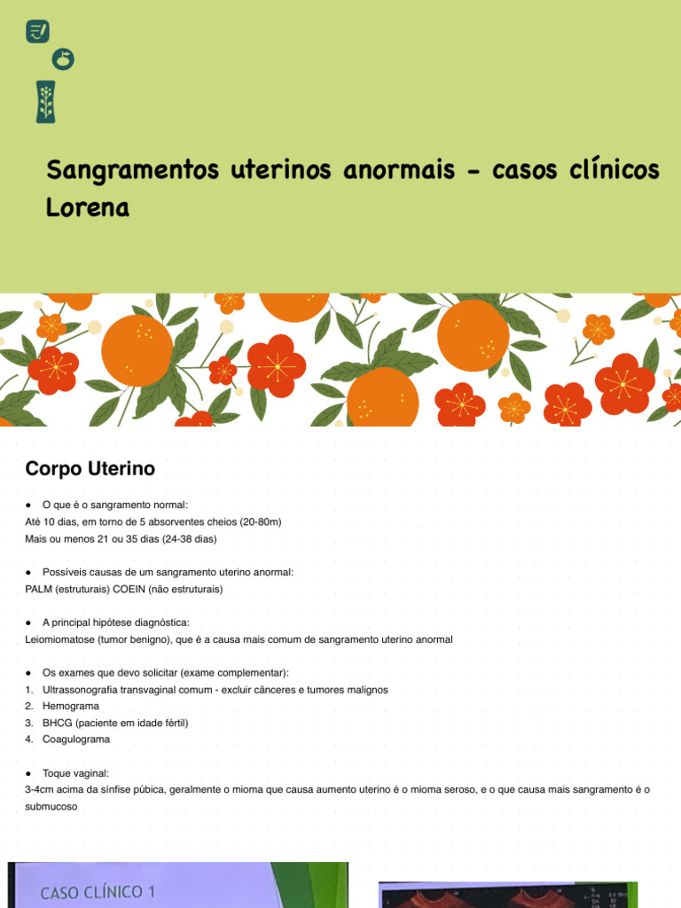 Sangramentos Uterinos Anormais: Causas e Diagnóstico | PDF