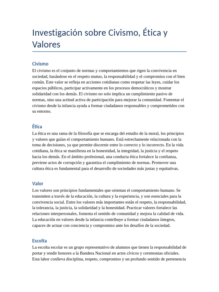 Civismo, Ética y Valores en México | PDF | Psicología Social