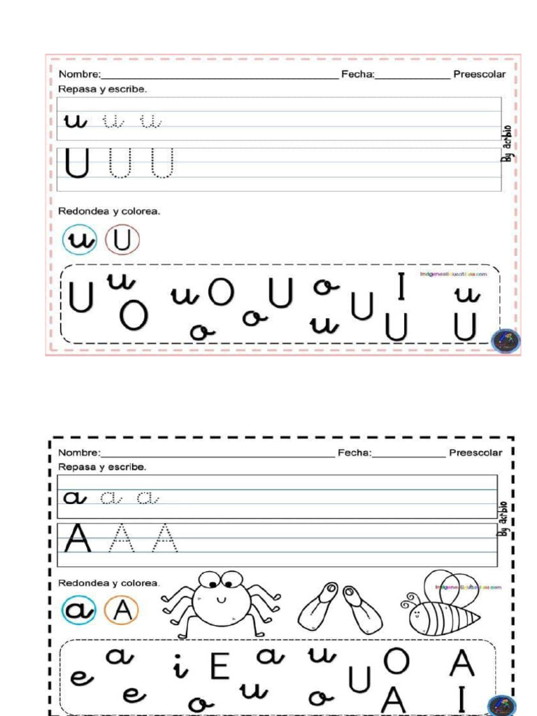 LAS VOCALES FICHAS DE TRABAJO Primer Años | PDF