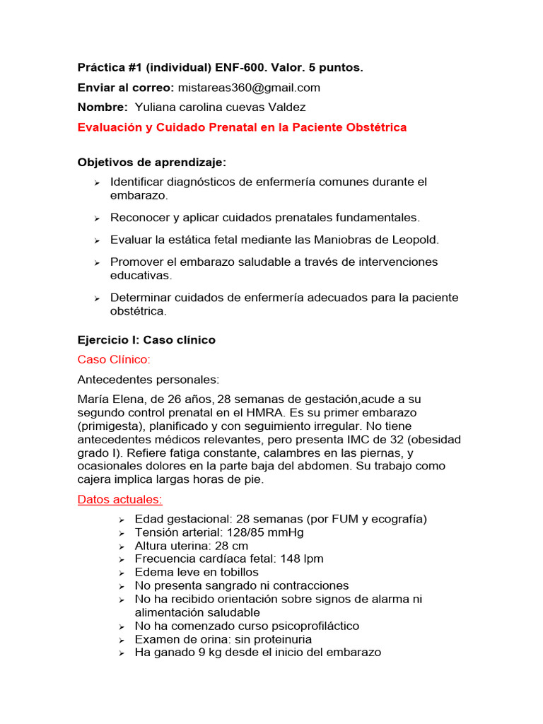 Evaluación y Cuidado Prenatal en La Paciente Obstétrica | PDF | El ...