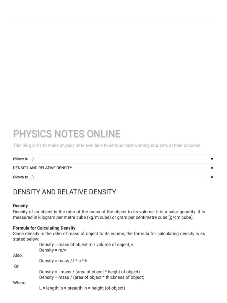 Understanding Relative Density in Physics | PDF | Buoyancy | Density