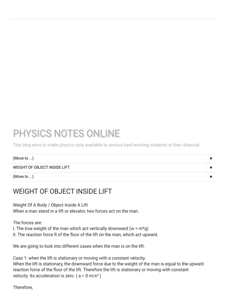 E Weight of Object Inside Lift | PDF | Weight | Force