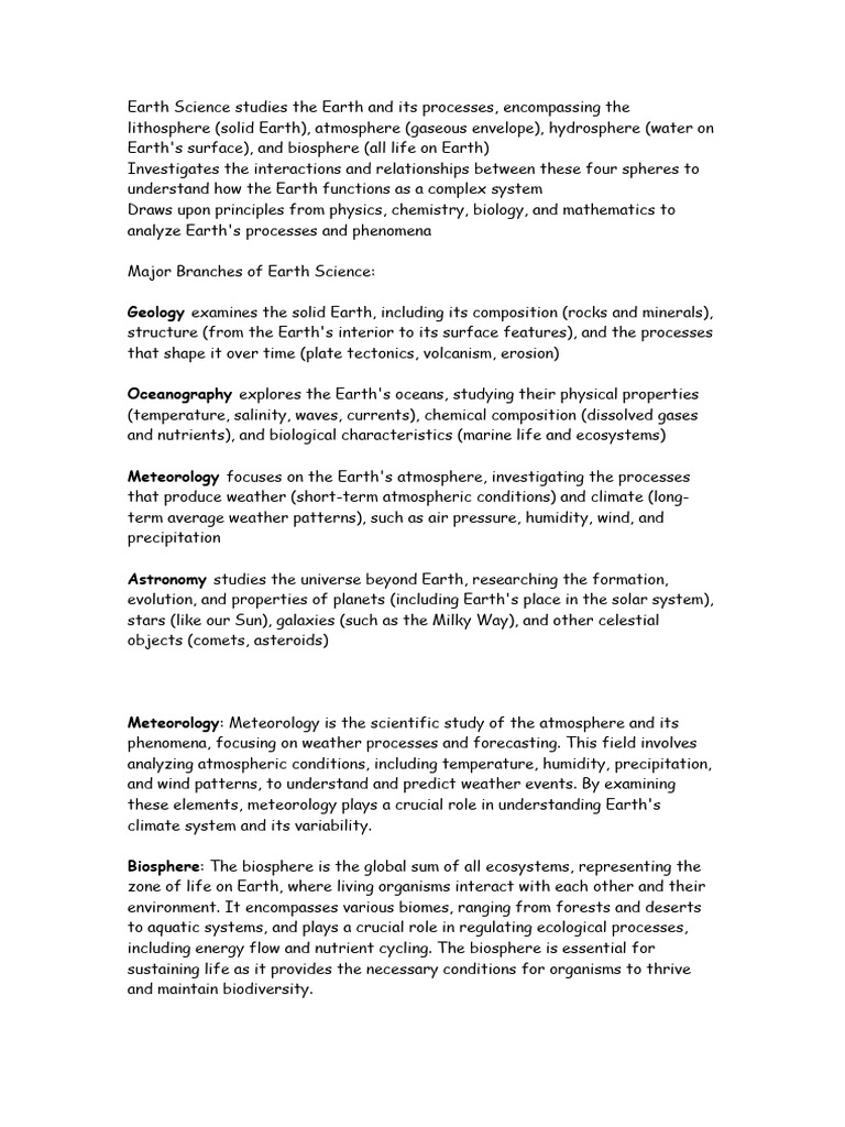 Understanding Earth Science and Its Branches | PDF | Rock (Geology ...