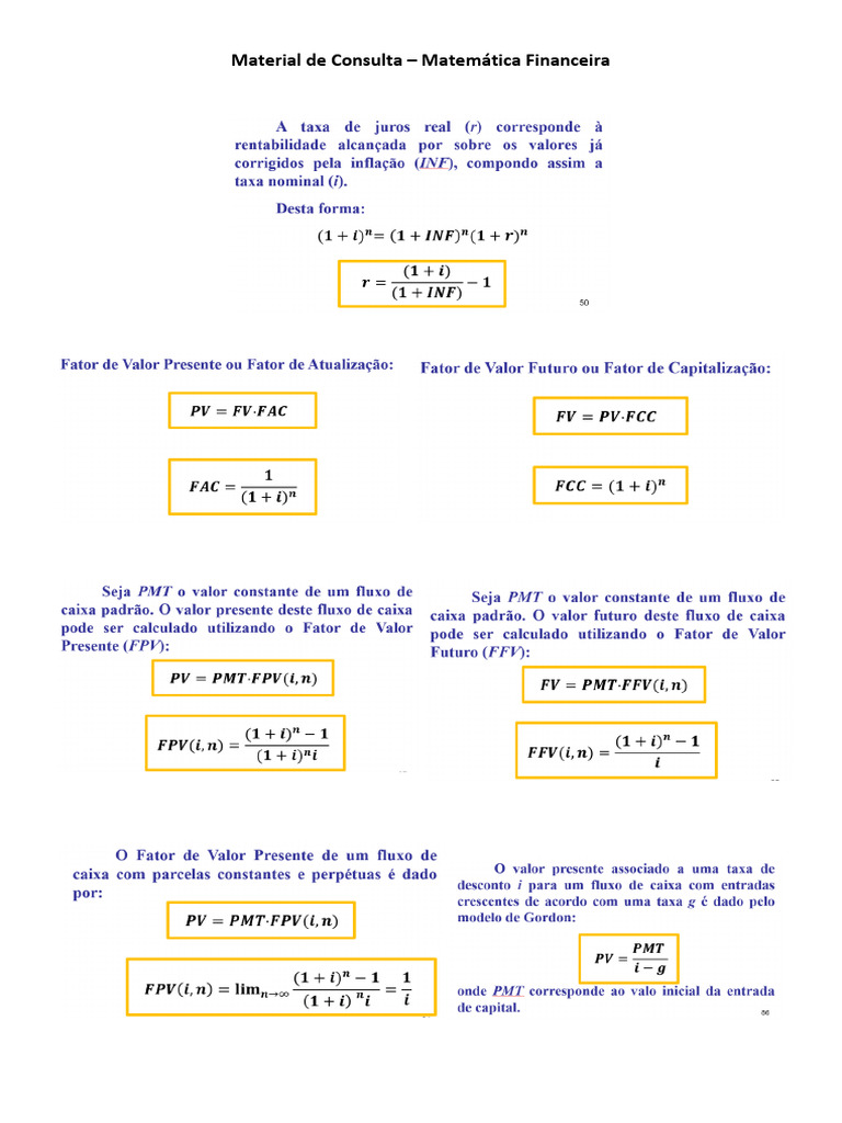 Material de Consulta - Matemática FInanceira | PDF