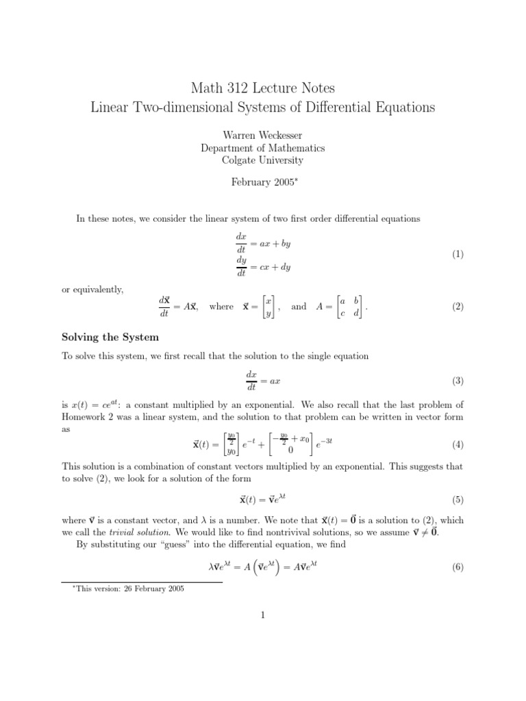 Linear Differential Equations Solutions | PDF | Eigenvalues And ...