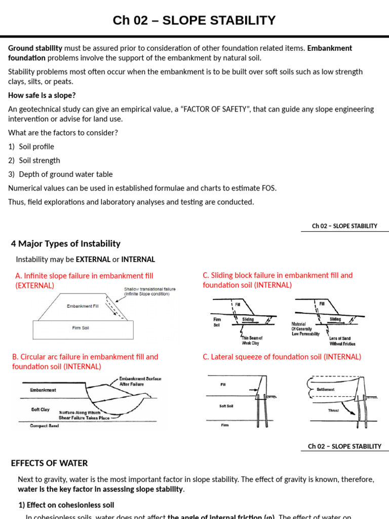 CH 02 - Slope Stability | PDF | Soil Mechanics | Clay