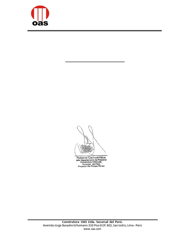 Certificado de Trabajo Oas | PDF