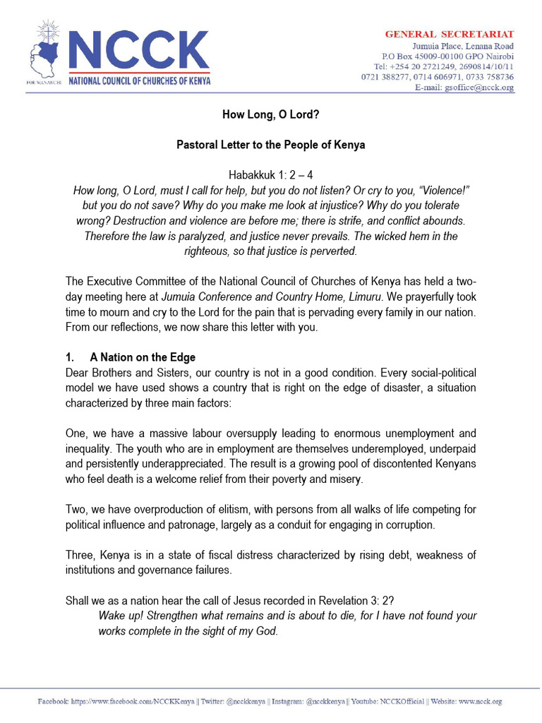 Exec Comm 26-June Pastoral Letter | PDF | Kenya | Taxes