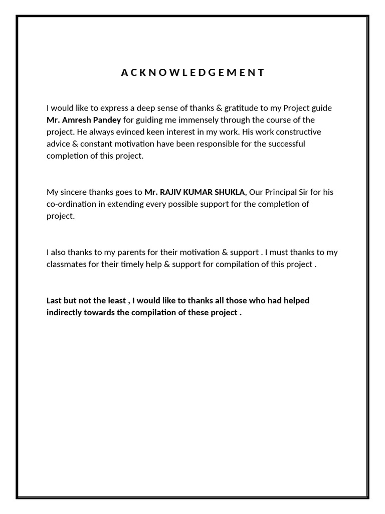 Acknowledgement: Mr. Amresh Pandey | PDF